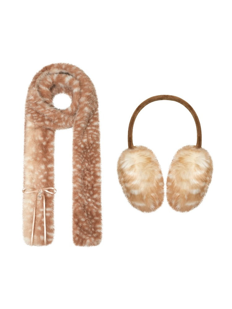 AsGony Deer Motif Furry Scarf Ear Muff Set – CHINANIO