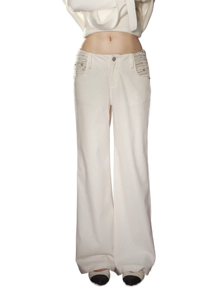 AGAM Studded Corduroy Wide-Leg Pants – CHINANIO