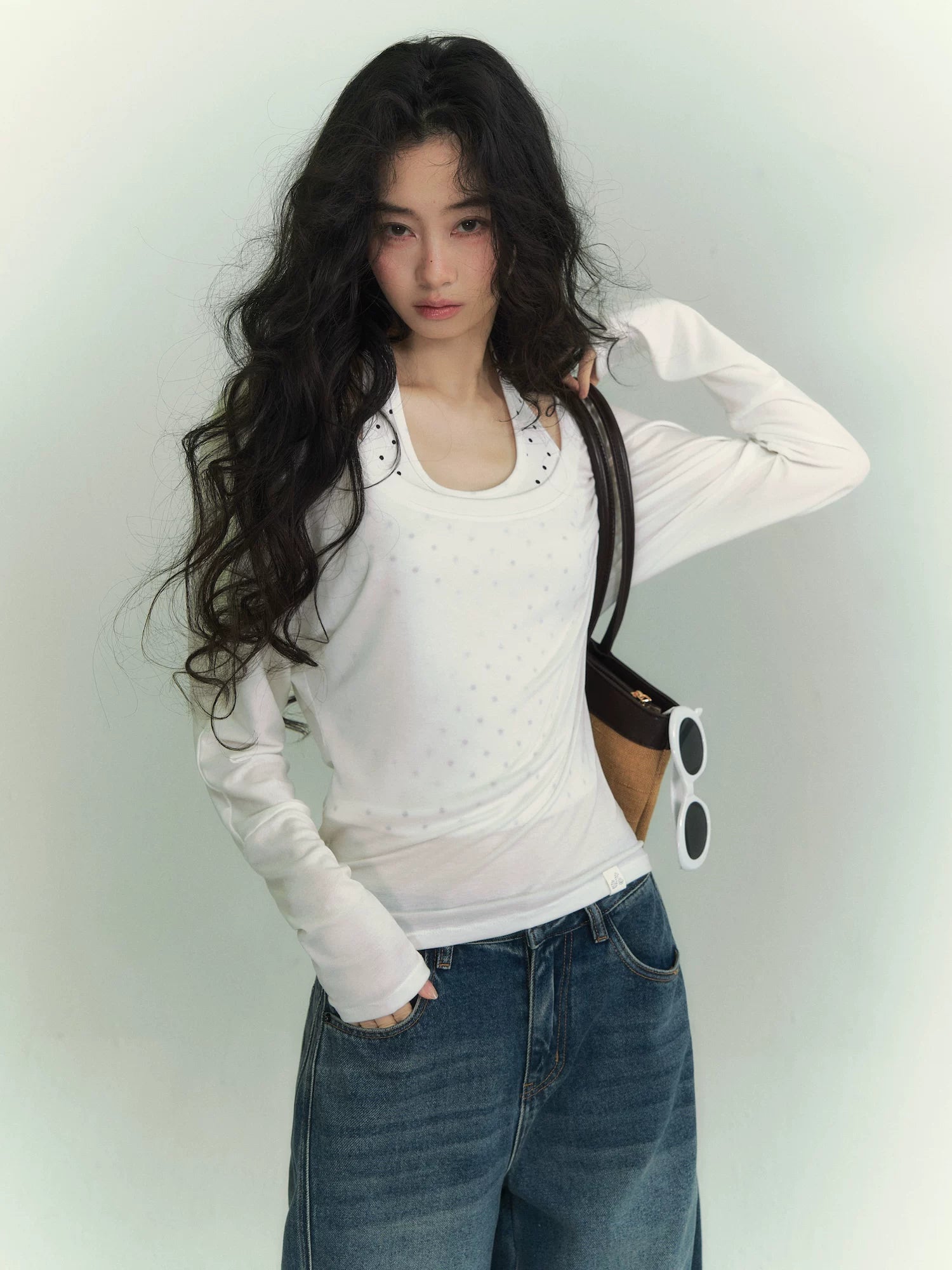 SOMESOWE Polka Dot Layered Contrast Tee Set – CHINANIO