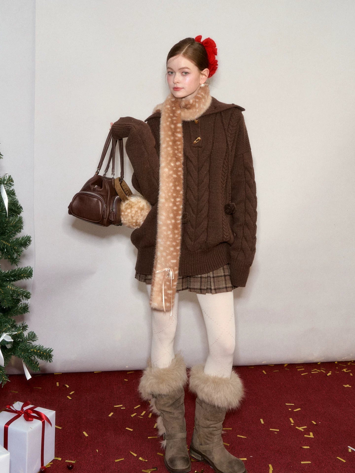 AsGony Deer Motif Furry Scarf Ear Muff Set – CHINANIO